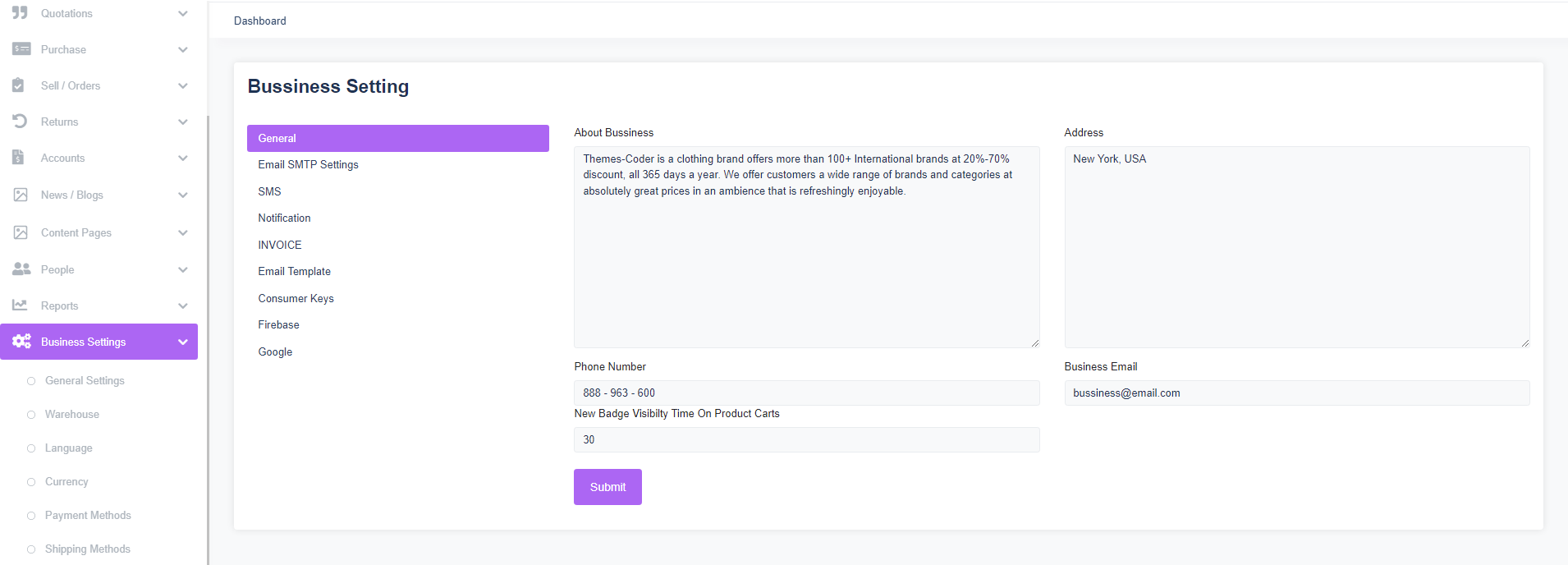 General Settings - Themes-Coder